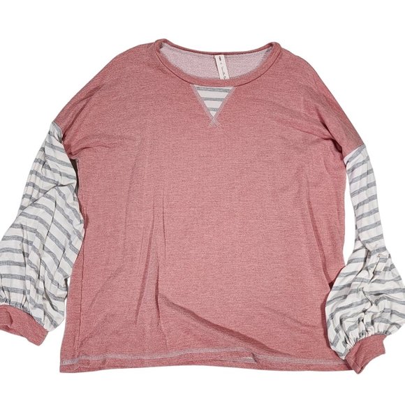 Vanilla Bay | Tops | Womens Vanilla Bay Long Striped Sleeve Dusty Rose ...